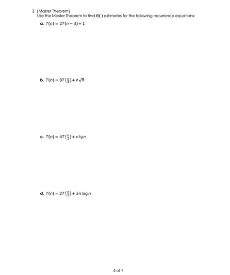 Solved Master ﻿theorem Use The Master Theorem To ﻿find