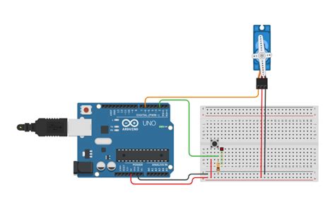Circuit Design Servo And Botton Tinkercad