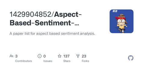 Github 1429904852aspect Based Sentiment Analysis A Paper List For