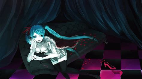 Anime Vocaloid Dark Hatsune Miku Hd Wallpaper Wallpaperbetter