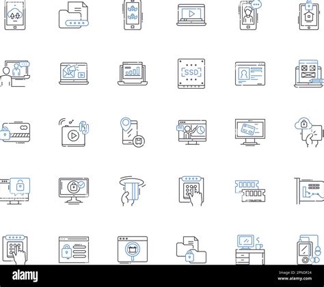 Online Protection Line Icons Collection Encryption Privacy Antivirus