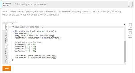 solved write a method swaparrayends that swaps the first