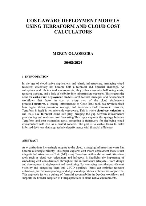 Pdf Cost Aware Deployment Models Using Terraform And Cloud Cost