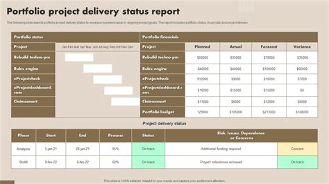 Portfolio Project Delivery Status Report Ppt Template