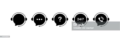 고객 지원 서비스 헤드폰을 통한 온라인 지원 서비스 마이크와 채팅 말풍선이 있는 헤드폰 핫라인 지원 서비스 콜 센터 기호 벡터 그림 It 지원에 대한 스톡 벡터 아트 및