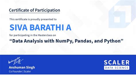 Siva Barathi Annamalai On Linkedin Certificate Data Analysis With