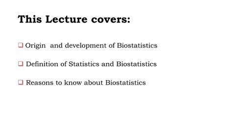 Biostatistics Introduction Lecture 01 Pptx