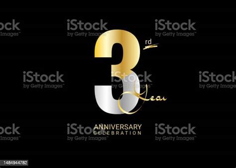 3 주년 기념 금색과 은색 벡터 템플릿 3 숫자 로고 디자인 3 번째 생일 로고 로고 타입 기념일 축하를위한 벡터 기념일 포스터 초대 카드 개념에 대한 스톡 벡터 아트 및