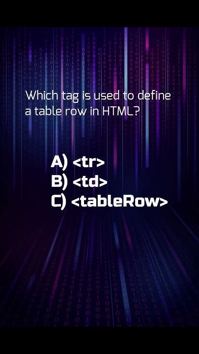 Which Tag Is For Table Rows In Html Htmltables Webdevelopment Website Webdeveloper Youtube