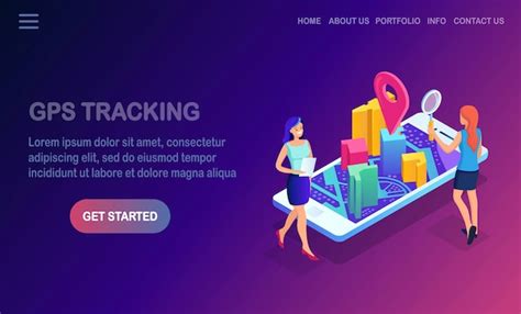 Premium Vector Isometric Smartphone With Gps Navigation App Tracking Mobile Phone With Map