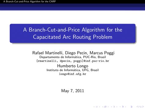 pdf a branch cut and price algorithm for the capacitated arc routing