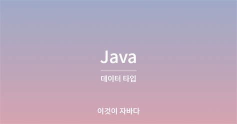 [java] 데이터 타입