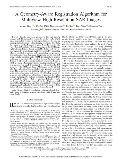 Pdf A Geometry Aware Registration Algorithm For Multi View High Resolution Sar Images