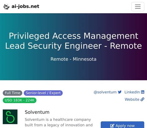 Hiring Usd 183k 224k Privileged Access Management Lead Security Engineer Remote R