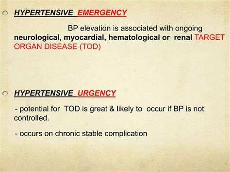 Hypertension Emergency And Urgency Pptx