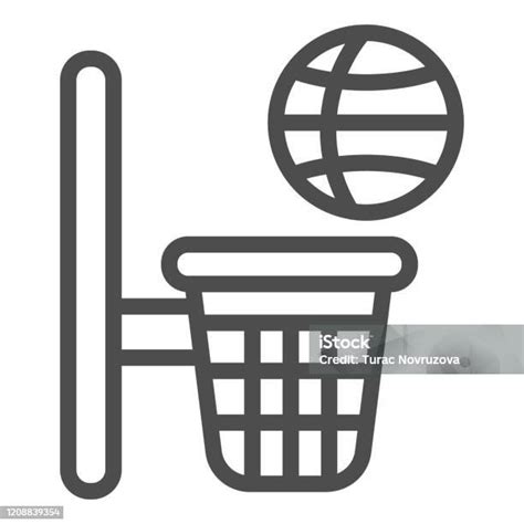 농구 후프와 볼 라인 아이콘입니다 바구니에 있는 목표 체육 벡터 디자인 개념 흰색 배경에 윤곽 스타일 그림 개념에 대한 스톡 벡터 아트 및 기타 이미지 Istock