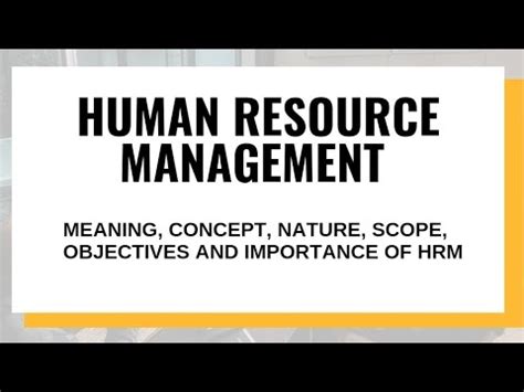 Human Resource Management HRM Meaning Concept Nature Scope