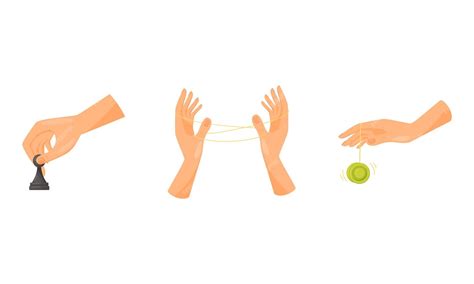 Premium Vector Human Hand Playing Yoyo Toy And Chess Vector Set