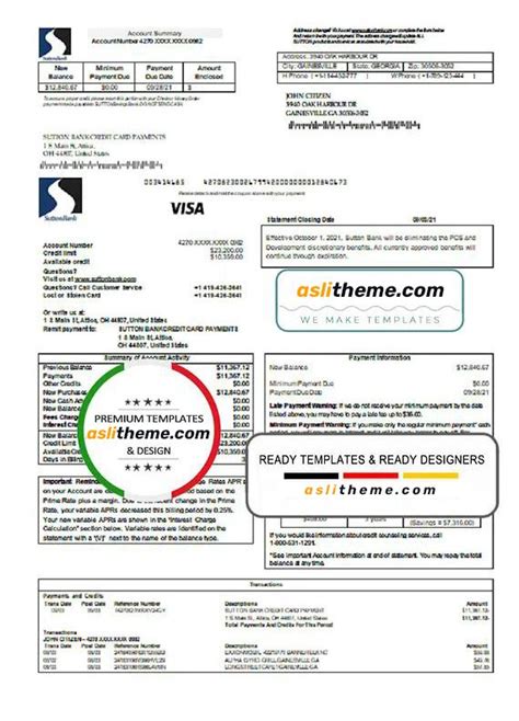 Sutton Bank Statement Template