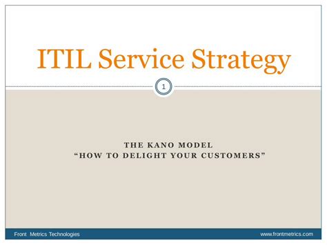 Pdf Itil Service Strategy Front Metrics Technologies Kano Model “how To Delight Your
