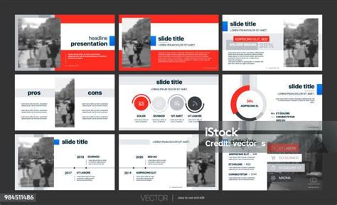 흰색 바탕에 빨간색 파란색 프레 젠 테이 션 서식 파일 요소입니다 0명에 대한 스톡 벡터 아트 및 기타 이미지 0명 Publicity Event 가벼운 Istock