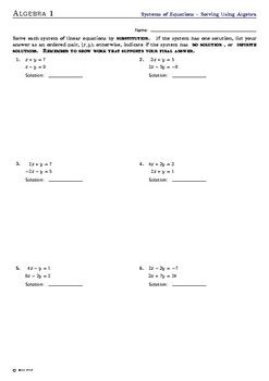 Systems Of Equations Solving Using Algebra By Phillip N Patrick