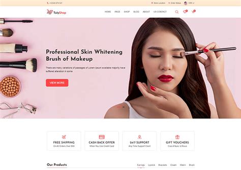 响应式红色美妆化妆品线上商城电商html5网站网页源码模板云部落资源网