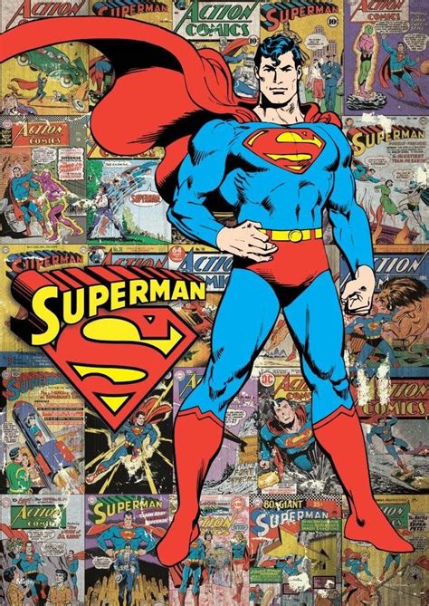 Mightyprint Dc Comics Superman Classic Comic Book Collage Justice