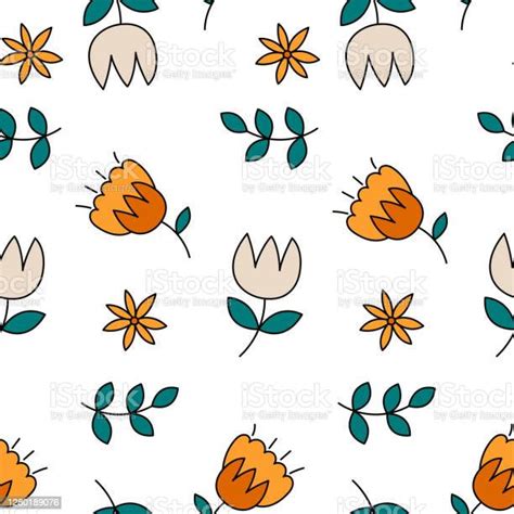 플로럴 매끄러운 패턴 벡터 꽃 패션 프린트 직물 이나 옷에 대 한 디자인 손으로 그린 반복 요소 자연스러운 배경 0명에 대한 스톡 벡터 아트 및 기타 이미지 Istock