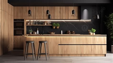 나무 주방 장식 3d 렌더링 주방 캐비닛 고급 주방 주방 3d 배경 일러스트 및 사진 무료 다운로드 Pngtree