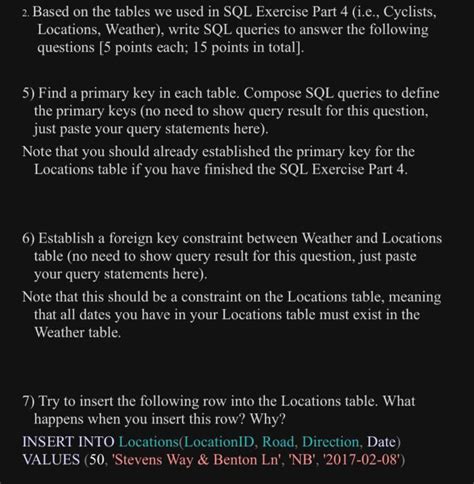 Solved 2 Based On The Tables We Used In Sql Exercise Part 4