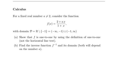 Solved For A Fixed Real Number A 2 Consider The Function