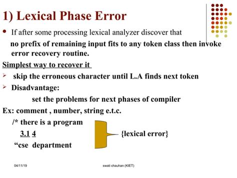 symbol table management and error handling in compiler design ppt
