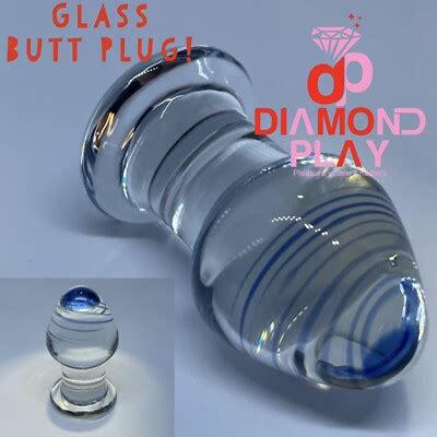 Anal Butt Plug Blue Crystal Glass Large Round Base Penis Erotic Lesbian
