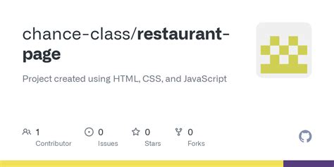 Github Chance Class Restaurant Page Project Created Using Html Css And Javascript