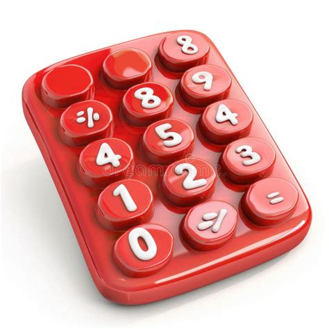 Red Calculator Buttons Numbers And Symbols Close Up View Stock