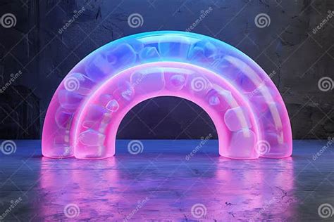 Neon Rainbow Arch Sculpture In Dark Room Creating A Bold And Modern