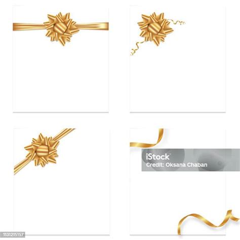 사실적인 골드 활과 투명 한 배경에 고립 된 리본 인사말 카드 포스터 또는 브로셔 용 템플릿입니다 벡터 일러스트입니다 0명에 대한 스톡 벡터 아트 및 기타 이미지 Istock