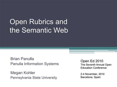 Open Rubrics And The Semantic Web Open Ed 2010 Pptx