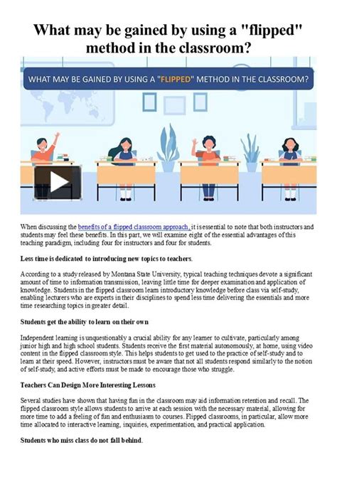 What May Be Gained By Using A Flipped Method In The Classroom Presentation Free To Download