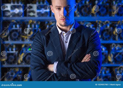 Miner Bitcoin Cryptocurrency Stock Photo Image Of Male Data 103905780
