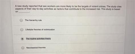 Solved A New Study Reported That Sex Workers Are More Likely Chegg Com