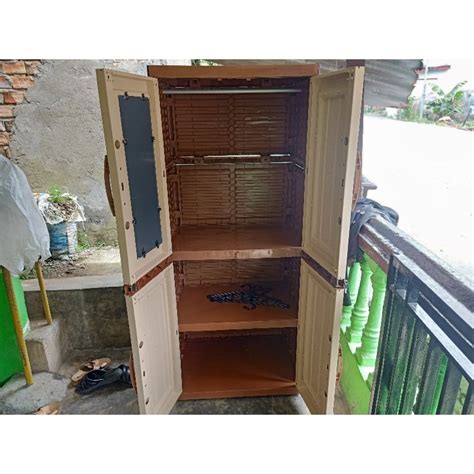 Jual Lemari Plastik Pakaian Serbaguna Motif Kayu Mytop Ivory 2 Pintu