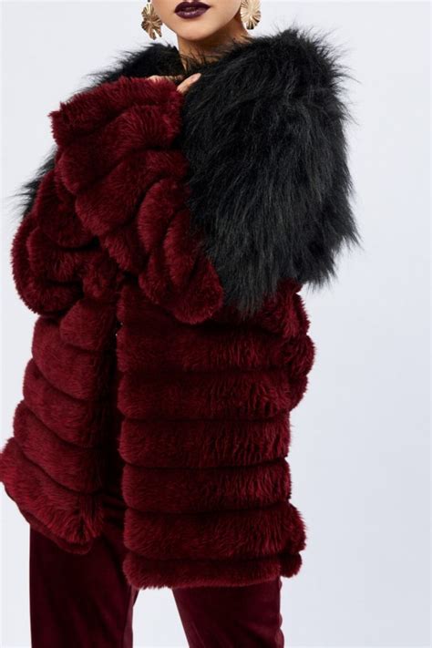 پالتو مشکی زرشکی خزدار