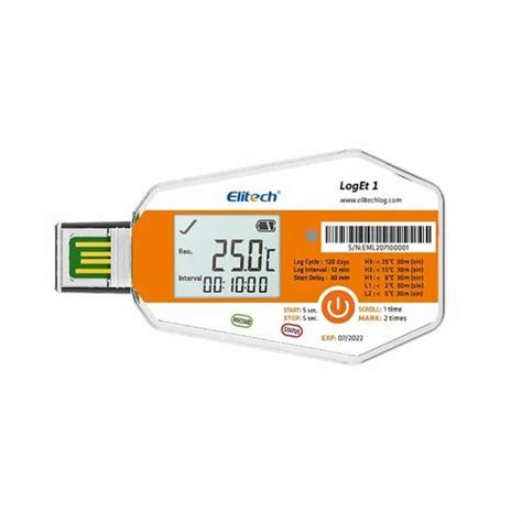 Single Use Temperature Datalogger 97 X 53 X 8 Mm Model Name Number Elitech Loget1 Usb Data