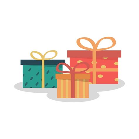 흰색 벡터 일러스트 레이 션에 고립 된 리본 컬러 선물 상자 프리미엄 벡터