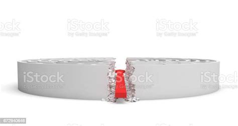 흰색의 3d 렌더링 라운드 빨간색 화살표 선으로 절반에서 분할 사이드 뷰에서 미로 0명에 대한 스톡 사진 및 기타 이미지 0명 디지털 생성 이미지 러시아 Istock