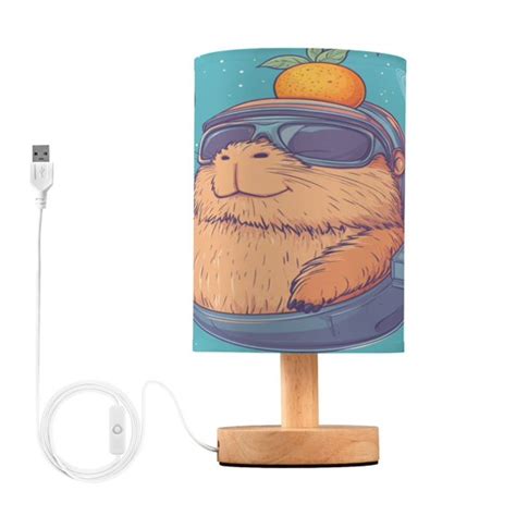 Wobogo Space Capybara Bedroom Table Lamp Usb Power Connector Wooden