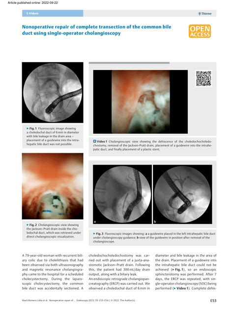 Pdf Nonoperative Repair Of Complete Transection Of The Common Bile