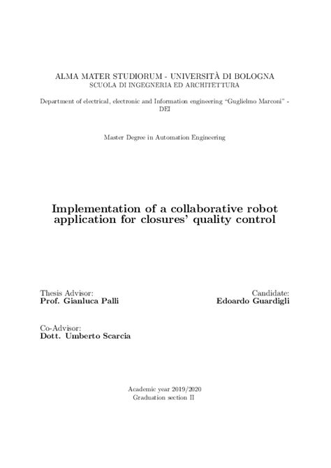 Pdf Implementation Of A Collaborative Robot Application For Closures Quality Control